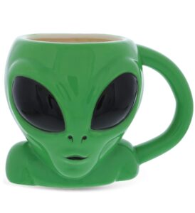 mugniv novelty 3d green alien mug - cute cute coffee mugs for women and men, funny coffee mug space gift for coffee lovers, cool alien head fun glassware ceramic mug for hot and cold drinks - 17 oz