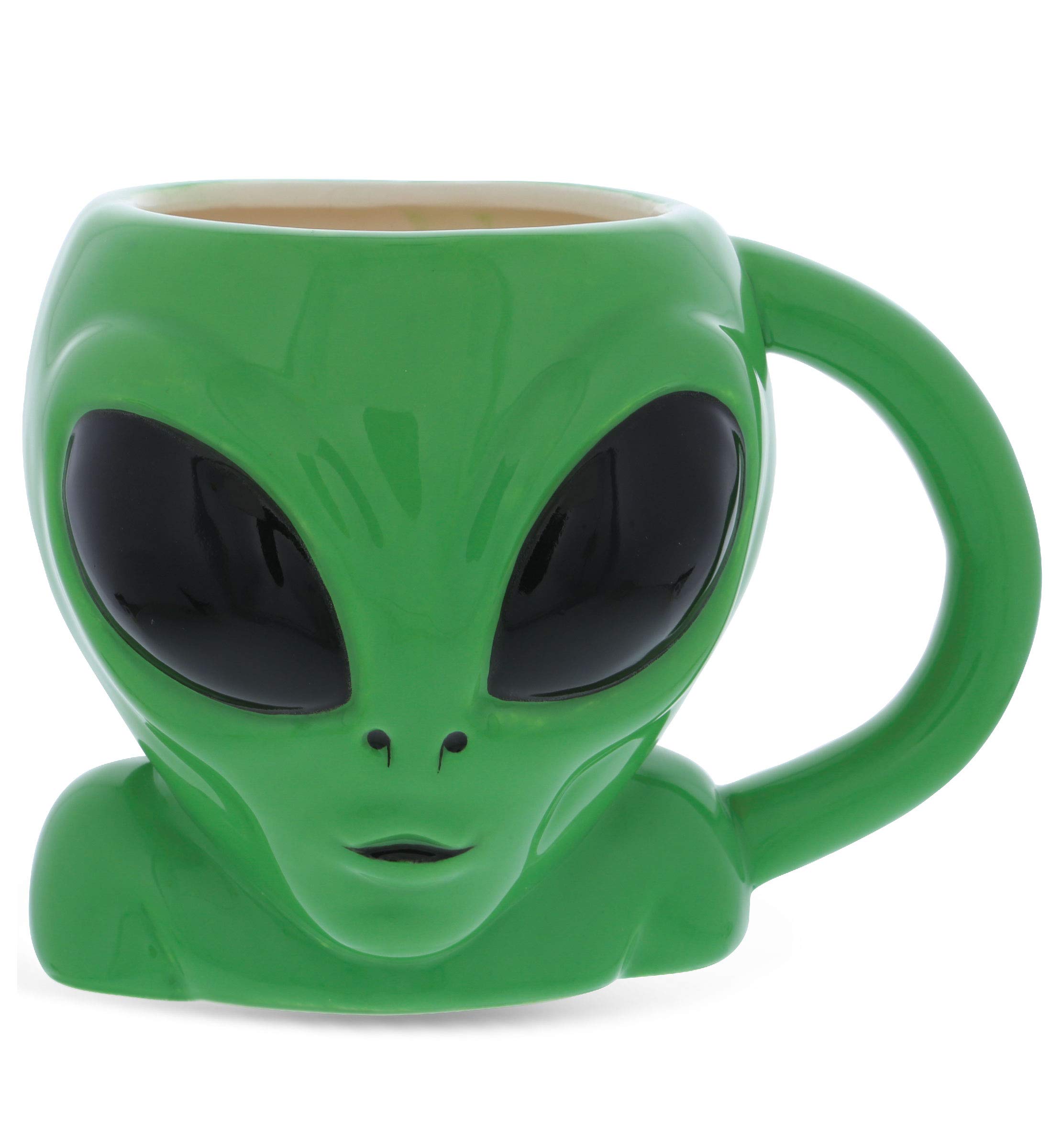 MUGNIV Novelty 3D Green Alien Mug - Cute Cute Coffee Mugs for Women and Men, Funny Coffee Mug Space Gift for Coffee Lovers, Cool Alien Head Fun Glassware Ceramic Mug for Hot and Cold Drinks - 17 Oz