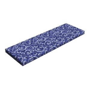 lunarable winter bench pad, abstract composition with wind swirls and snowflakes, standard size hr foam cushion with decorative fabric cover, 45" x 15" x 2", indigo ceil