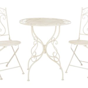 SAFAVIEH PAT5028A Outdoor Collection Semly Pearl White 3-Piece Bistro Set