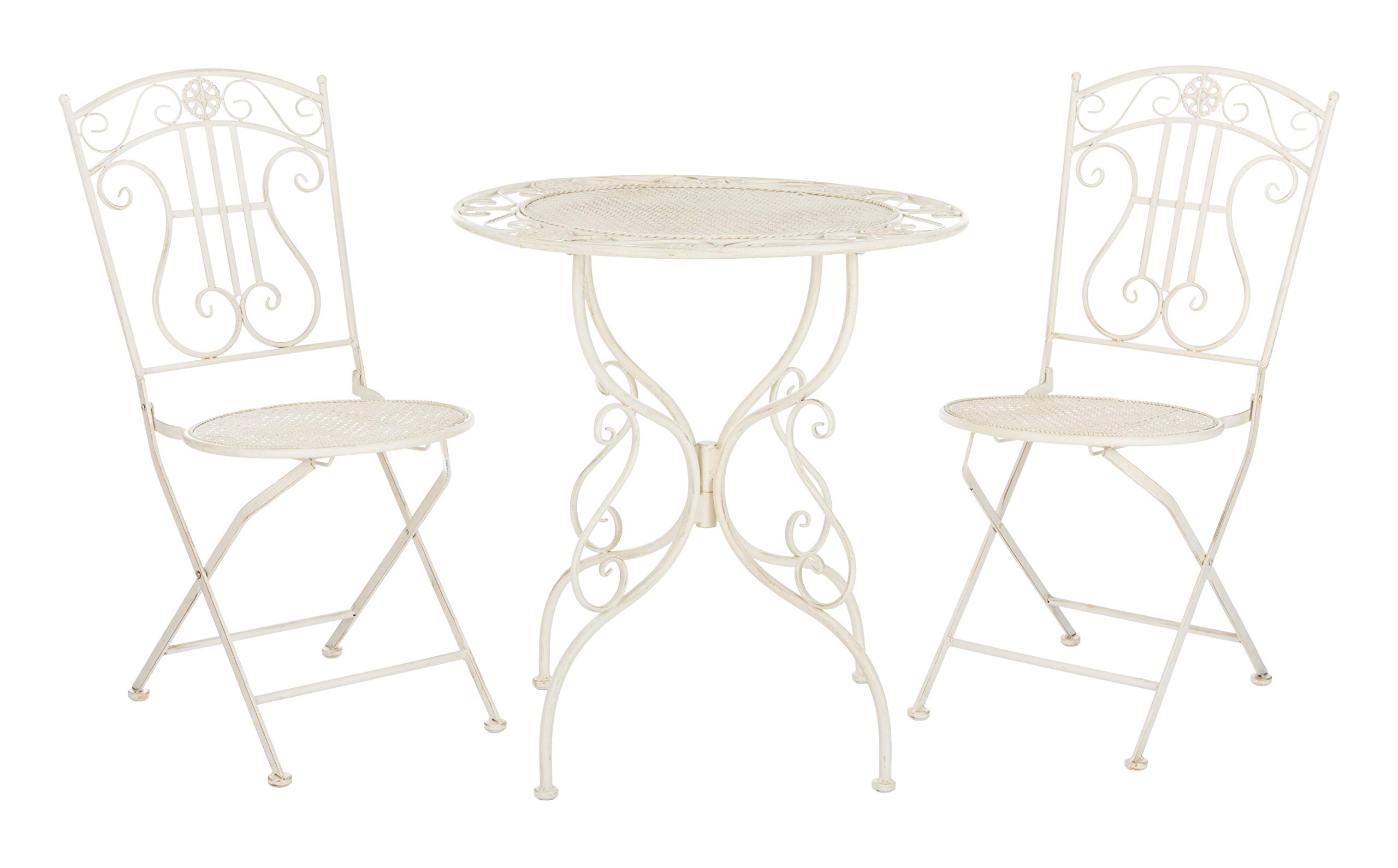 SAFAVIEH PAT5028A Outdoor Collection Semly Pearl White 3-Piece Bistro Set