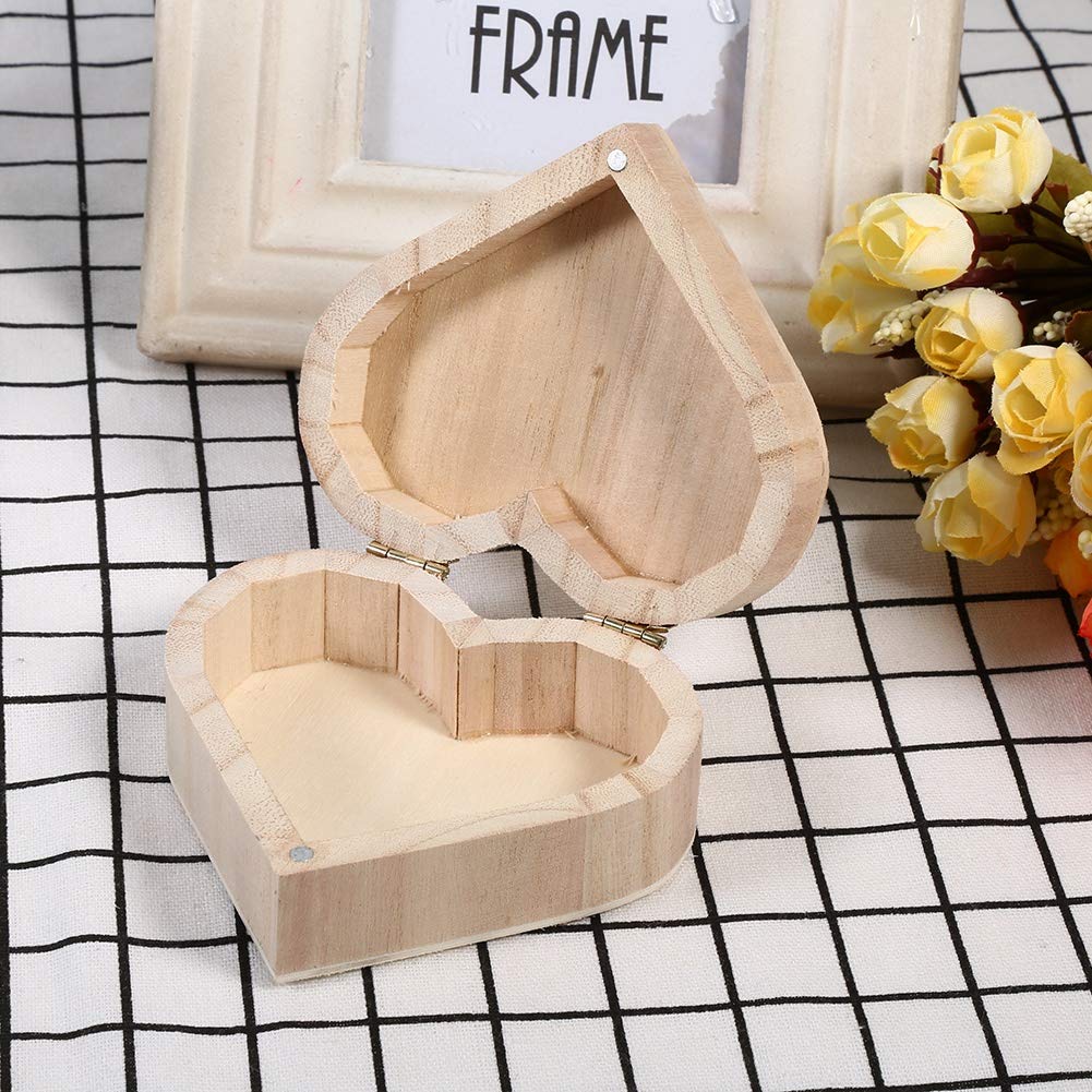 Heart-shaped Wooden Box, New Lovely Wooden Heart-shaped Jewelry Storage Box Packaging Carrying Case Craft Decoration Hot for Packaging Jewelry, Small Gifts