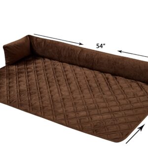 Brilliant Sunshine Premium Chocolate Silky Velvet Pet Sofa Bed, Slip Resistant, Waterproof, Washable Couch Protector with Removable Bolster Cushions, Furniture Covers for Dogs, X-Large, Chocolate