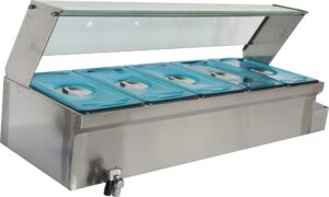 intbuying 40inch 5 pot bain-marie food warmer 110v 1500w 6 inch deep pan