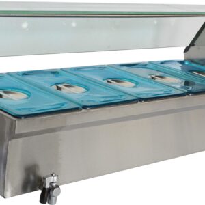 INTBUYING 40Inch 5 Pot Bain-Marie Food Warmer 110V 1500W 6 inch Deep Pan