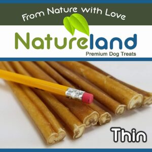 Natureland 12" Bully Sticks Thin - All-Natural, Free-Range, Grass-Fed, 100% Beef Dog Chews (12" Bully Sticks Thin - 20 Pack)