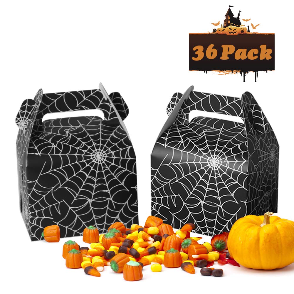 Hxezoc 36pcs Halloween Favor Boxes Large Black Spider Web Candy Boxes Halloween Treat Boxes For Halloween Party Decorations Kids Spider Birthday Party Supplies