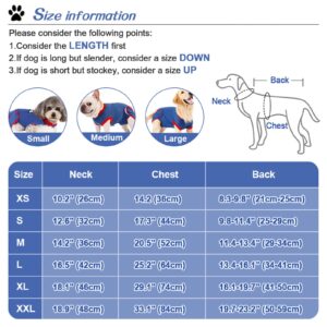 DOGLEMI Recovery Suit for Dogs Soft Breathable Dog Surgery Suit Elastic Cuffs Collar Cotton Lining for Belly Protection - Ideal for Spay Neuter Surgery Recovery Anti-Licking Wound, for Female Male Dog