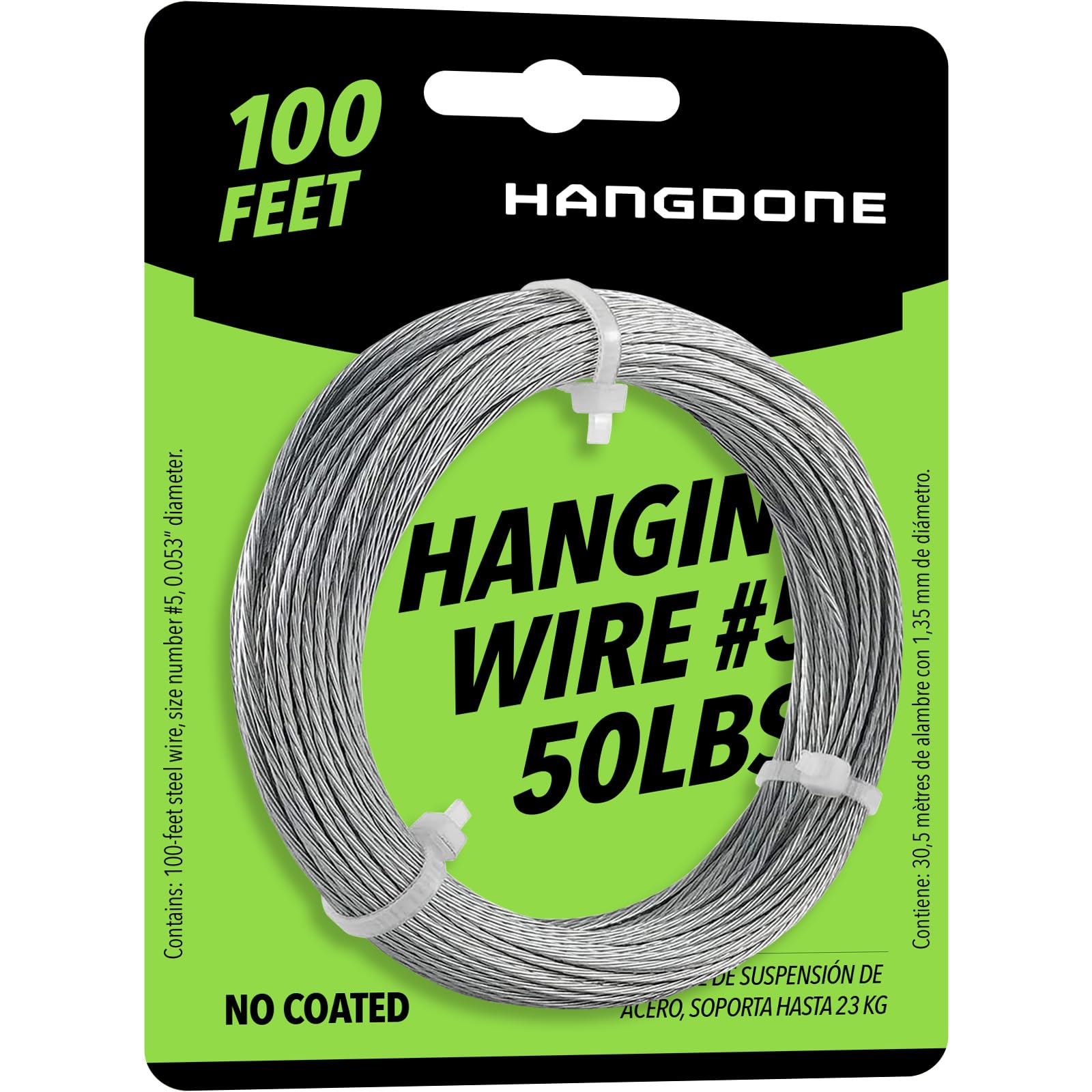 HANGDONE Picture Hanging Wire #5 50lbs 100-Feet, Flexible Steel Wire 16 Gauge for Hang Up Frame/Painting and Mirror