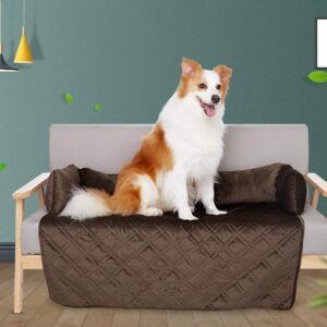 Brilliant Sunshine Premium Chocolate Silky Velvet Pet Sofa Bed, Slip Resistant, Waterproof, Washable Couch Protector with Removable Bolster Cushions, Furniture Covers for Dogs, X-Large, Chocolate