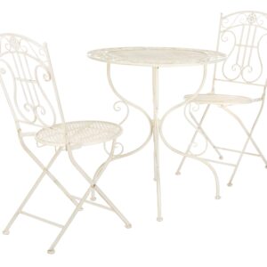 SAFAVIEH PAT5028A Outdoor Collection Semly Pearl White 3-Piece Bistro Set