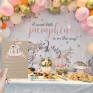 Your Main Event Prints Fall Pumpkin Baby Shower Games - Neutral Yellow - Bingo, Find The Guest, The Price is Right, Who Knows Mommy Best - 25 Games Each, Printed Front and Back, 1 Game Per Side