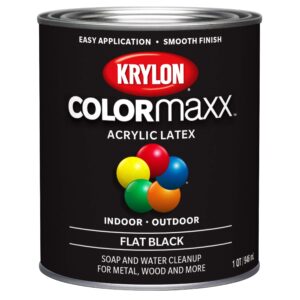 1 qt krylon k05647007 black colormaxx paint & primer, flat