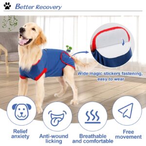 DOGLEMI Recovery Suit for Dogs Soft Breathable Dog Surgery Suit Elastic Cuffs Collar Cotton Lining for Belly Protection - Ideal for Spay Neuter Surgery Recovery Anti-Licking Wound, for Female Male Dog