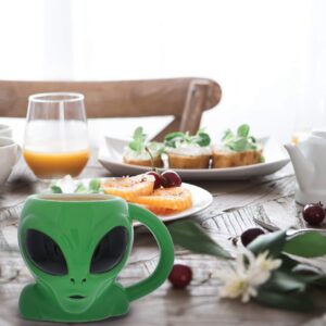 MUGNIV Novelty 3D Green Alien Mug - Cute Cute Coffee Mugs for Women and Men, Funny Coffee Mug Space Gift for Coffee Lovers, Cool Alien Head Fun Glassware Ceramic Mug for Hot and Cold Drinks - 17 Oz