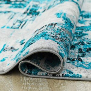 LUXE WEAVERS Contemporary Abstract Area Rug, Turquoise 8x10