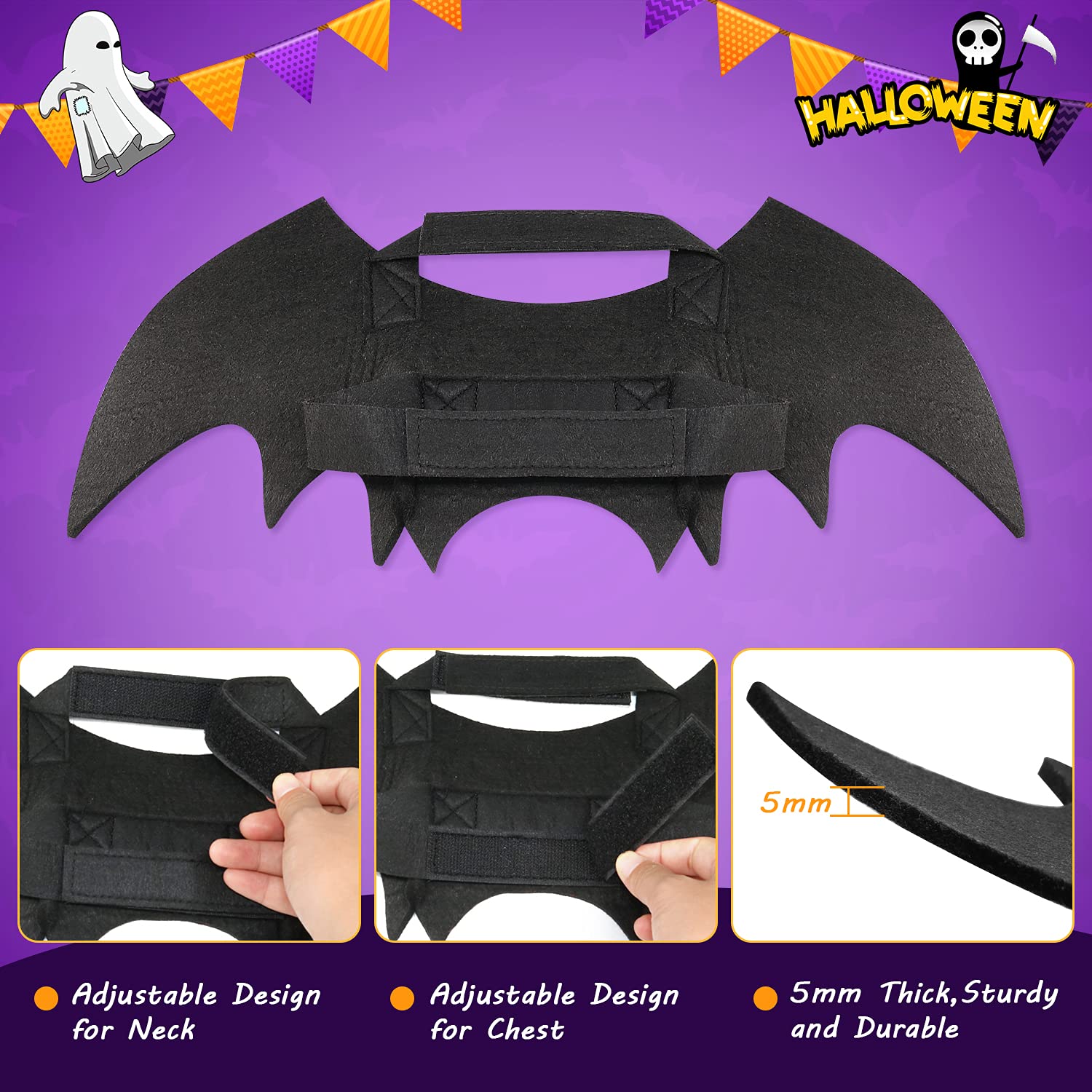 Rypet Dog Bat Costume - Halloween Pet Costume Bat Wings Cosplay Dog Costume Cat Costume for Party L