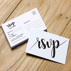 Antgiftshop 50 Pack RSVP Postcards, Blank Response Card No Envelopes Needed for Wedding, Rehearsal Dinner, Baby Shower, Bridal Shower, Birthday, Engagement, Bachelorette Party Invitations.