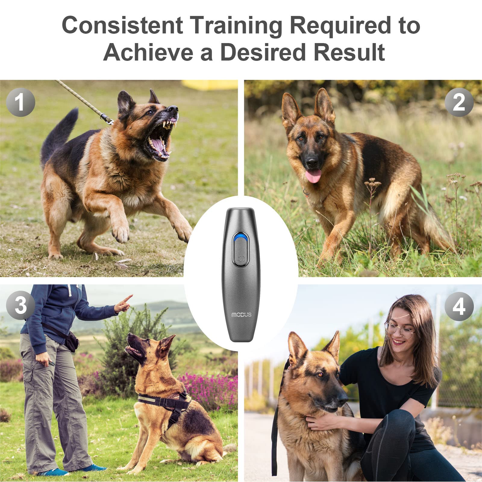 MODUS Bark Control Device - Anti Barking Device, 2-in-1 Dog Training Tool, 16.4 Ft Large Control Range, Safe to Use, Dog Silencer Dogs, Ultrasonic Dog Whistle Indoor&Outdoor