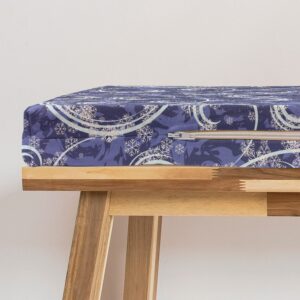 Lunarable Winter Bench Pad, Abstract Composition with Wind Swirls and Snowflakes, Standard Size HR Foam Cushion with Decorative Fabric Cover, 45" x 15" x 2", Indigo Ceil