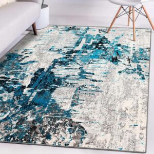 luxe weavers contemporary abstract area rug, turquoise 8x10