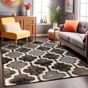 superior ellery modern trellis indoor area rug with jute backing decor for bedroom, office, living room, entryway, vintage tribal area rugs viking collection, 3' x 5', chocolate