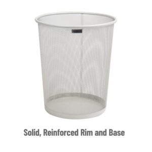 Mind Reader Mesh Trash Can, 16.65L (4.4 gal), Waste Paper Basket, Round, Office, Metal Mesh, 11.5" L x 11.5" W x 13.75" H, White