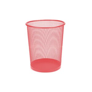 Mind Reader Mesh Trash Can, 16.65L (4.4 gal), Waste Paper Basket, Round, Office, Metal Mesh, 11.5" L x 11.5" W x 13.75" H, Red