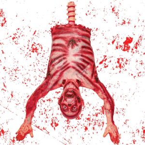 halloween fake bloody half body hanging corpses dead body skinned human skinned skeleton for haunted houses halloween party scary props decorations