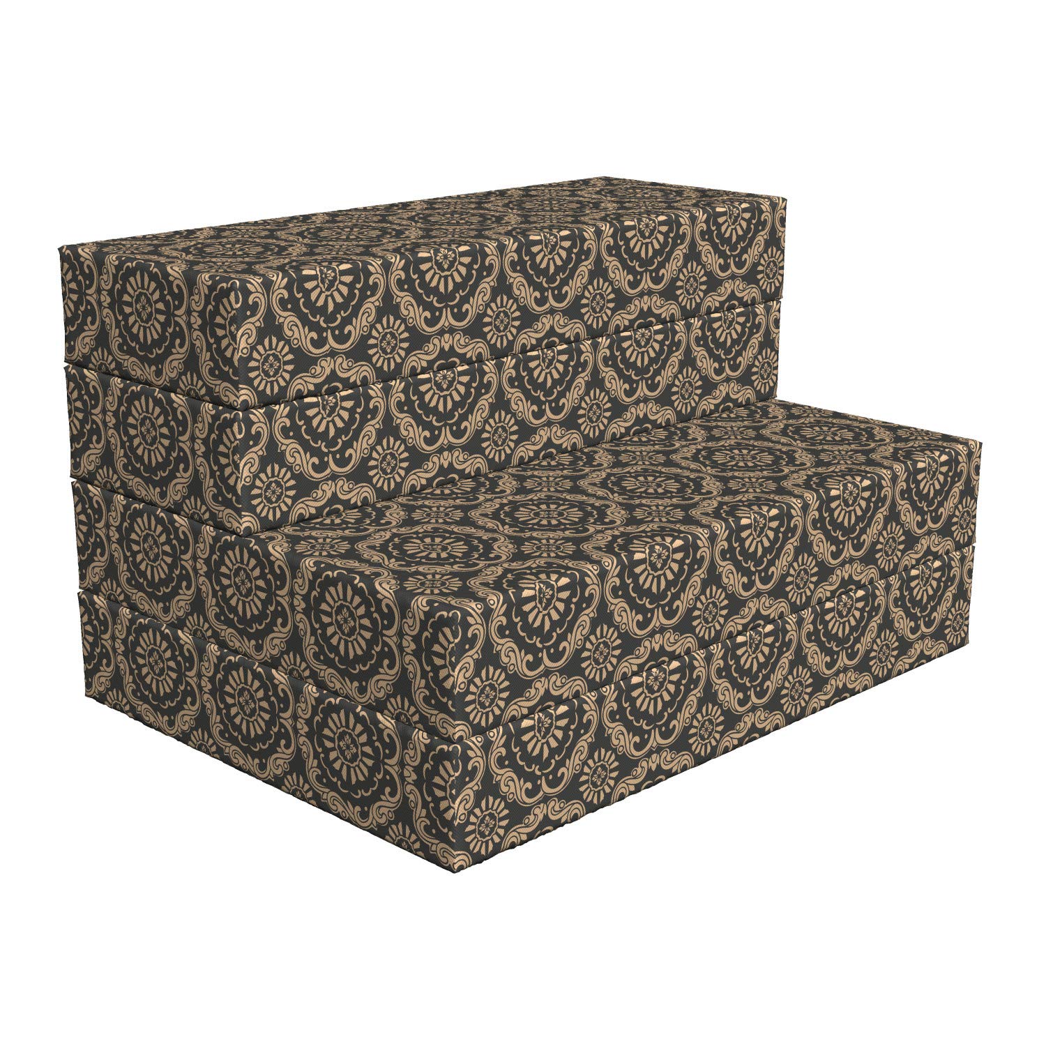 Ambesonne Classical Foldable Mattress, Floral Leafy Damask, 74.8" x 35.4", Tan Sepia