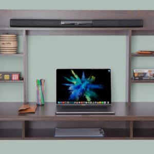 Basicwise Wall Mount Laptop Office Desk with Shelves, Brown,