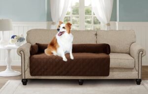 brilliant sunshine premium chocolate silky velvet pet sofa bed, slip resistant, waterproof, washable couch protector with removable bolster cushions, furniture covers for dogs, x-large, chocolate