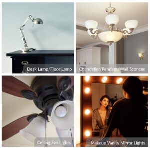 Simba Lighting Small Globe G16.5 Round Bulb 40W E12 Candelabra Base (10 Pack) for Chandelier, Ceiling Fan Light, Decorative Vanity Lights, Wall Sconce, Frosted Glass 120V, 2700K Warm White Dimmable