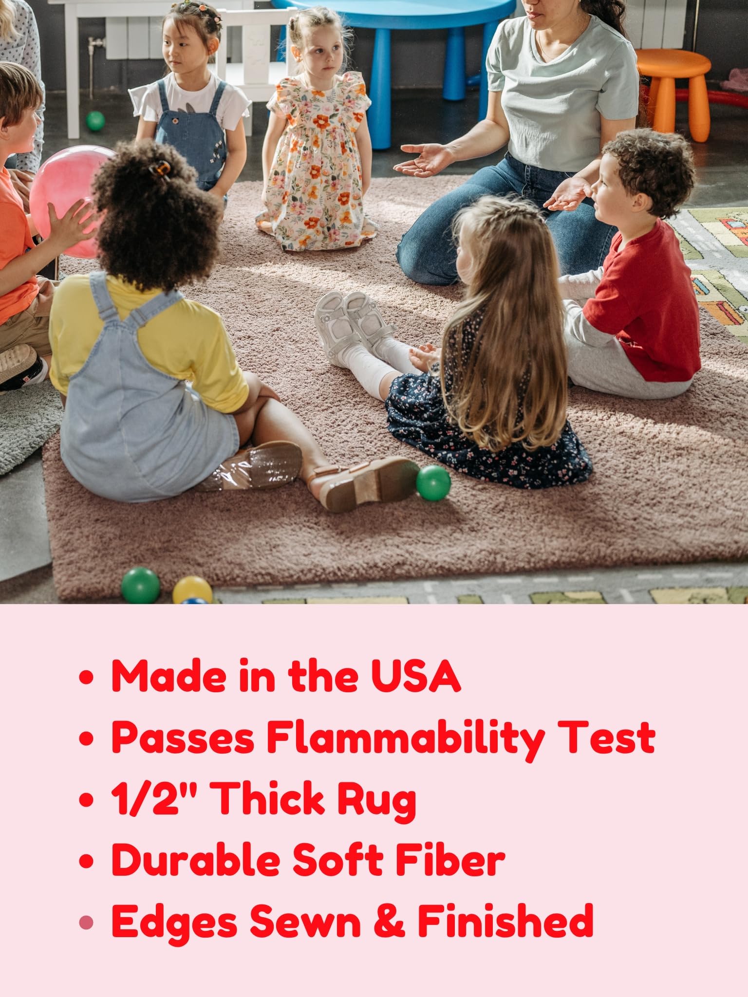 KOECKRITZ Soft and Colorful Kids Classroom Area Rugs (Passes Flammability Pill Test) Many Sizes and Bright Colors to Select from (5' x 7', Royal)