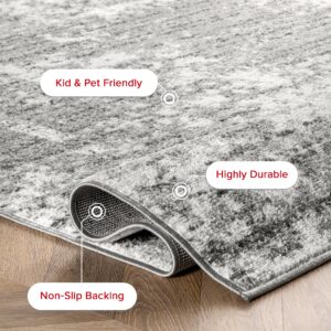 nuLOOM Deedra Modern Abstract Area Rug - 5 Round Area Rug Modern/Contemporary Grey/Ivory Rugs for Living Room Bedroom Dining Room Kitchen