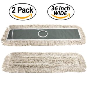 JINCLEAN 2 Pack of 36" Cotton Refills for Industrial Class Floor Dust mop Series Can be fit with Others (2 Pack of 36" Cotton Refill)