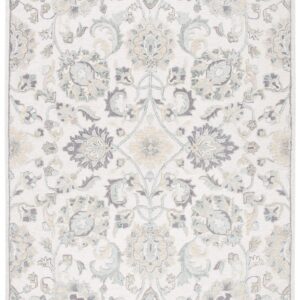 SAFAVIEH Glamour Collection Area Rug - 8' x 10', Ivory & Grey, Handmade Wool, Ideal for High Traffic Areas in Living Room, Bedroom (GLM624A)