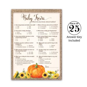 PUMPKIN Baby Shower Game, Pumpkins BABY TRIVIA Game — Pack of 25 — FALL Baby Shower, Rustic GENDER NEUTRAL Baby Shower Games, Little Pumpkin Autumn Fall Baby Halloween baby party games SKU G331-TRV