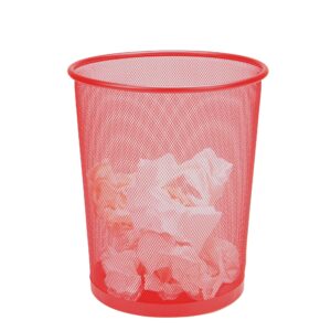 Mind Reader Mesh Trash Can, 16.65L (4.4 gal), Waste Paper Basket, Round, Office, Metal Mesh, 11.5" L x 11.5" W x 13.75" H, Red