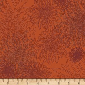 art gallery fabrics art gallery floral elements russet fabric, rust orange