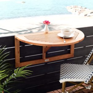 safavieh pat7045a outdoor collection owens natural teak wood balcony hanging half table