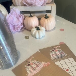 Your Main Event Prints Fall Pumpkin Baby Shower Games - Neutral Yellow - Bingo, Find The Guest, The Price is Right, Who Knows Mommy Best - 25 Games Each, Printed Front and Back, 1 Game Per Side