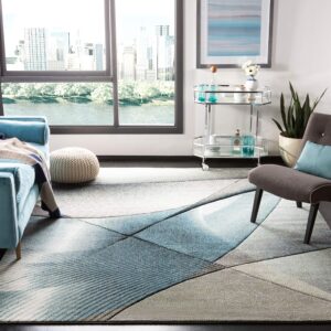 safavieh hollywood collection area rug - 10'6" x 14', grey & teal, mid-century modern design, non-shedding & easy care, ideal for high traffic areas in living room, bedroom (hlw715d)