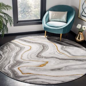 safavieh craft collection area rug - 5'3" round, grey & gold, modern abstract design, non-shedding & easy care, ideal for high traffic areas in living room, bedroom (cft819f)