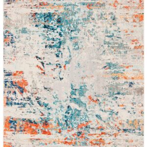 SAFAVIEH Madison Collection Accent Rug - 3' x 5', Cream & Orange, Modern Abstract Design, Non-Shedding & Easy Care, Ideal for High Traffic Areas in Entryway, Living Room, Bedroom (MAD478B)