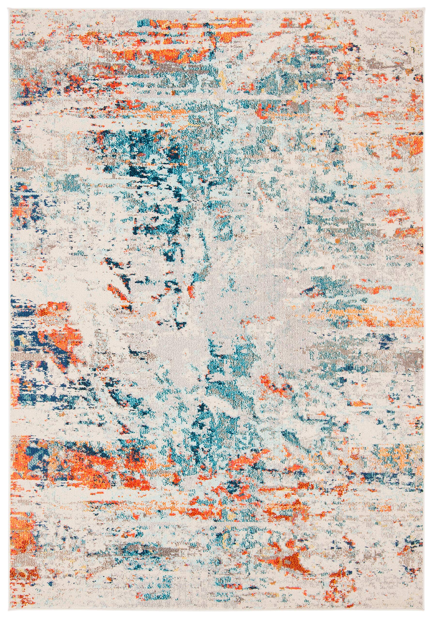 SAFAVIEH Madison Collection Accent Rug - 3' x 5', Cream & Orange, Modern Abstract Design, Non-Shedding & Easy Care, Ideal for High Traffic Areas in Entryway, Living Room, Bedroom (MAD478B)