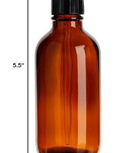 Juvale 15 Pack of 4oz Amber Glass Bottles with Dropper Dispenser and 6 Funnels for Essential Oils, Travel, Perfumes, Liquids, Hair and Body Oils (21 Total Pieces, 120ml)