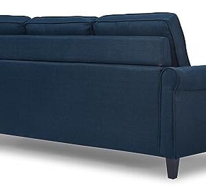 Serta Harmon Reversible Sectional Sofa, Modern L-Shaped Couch for Small Spaces, Soft Fabric Upholstery, Rolled Arm, Blue