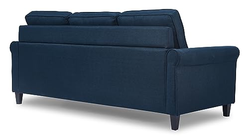 Serta Harmon Reversible Sectional Sofa, Modern L-Shaped Couch for Small Spaces, Soft Fabric Upholstery, Rolled Arm, Blue