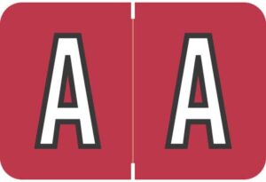 doctor stuff - file folder labels, alphabet letter a, barkley/sycom fabkm - bram series compatible alpha stickers, red, 1" x 1-1/2", 225 labels per package